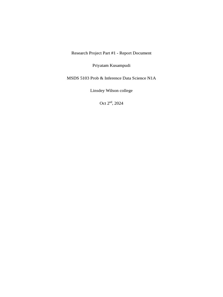 Research Project Part 1 | PDF | Statistics | Confidence Interval Research Project Part 1 | PDF | Statistics | Confidence Interval