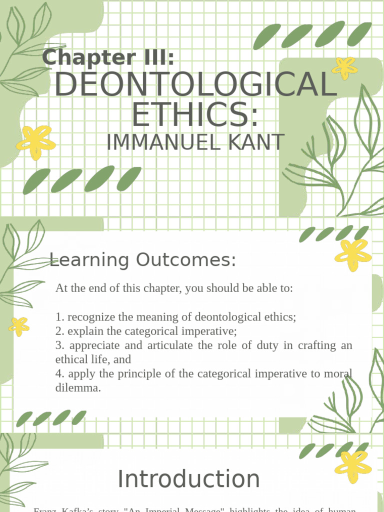 CHAPTER-3-DEONTOLOGICAL-ETHICS-IMMANUEL-KANT | PDF | Immanuel Kant | Reason