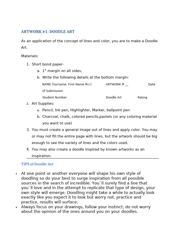 ARTWORK #1 Doodle Art Guidelines | PDF | Drawing