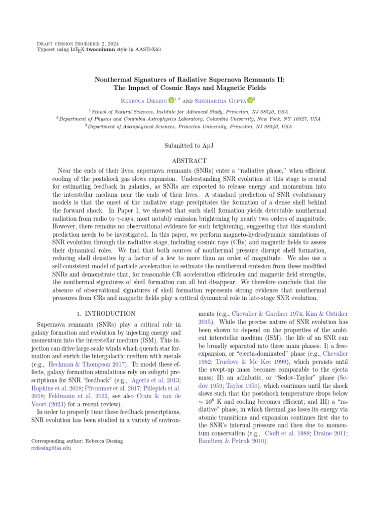 Nonthermal Signatures of Radiative Supernova Remnants II | PDF ...