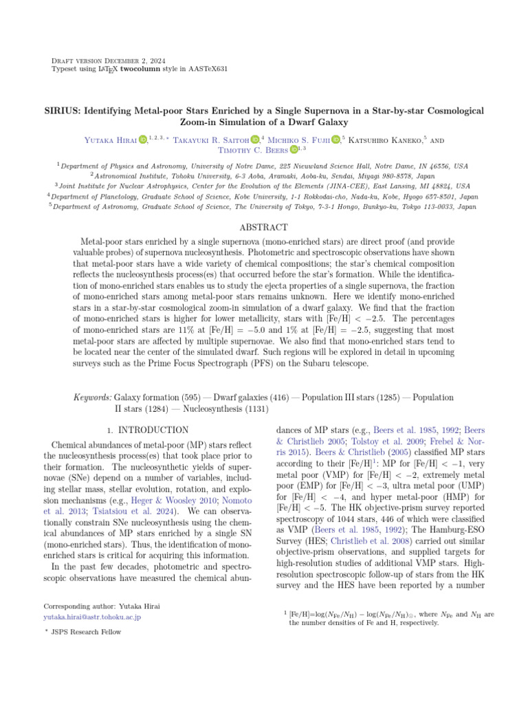SIRIUS Identifying Metal-Poor Stars Enriched by A Single Supernova in A ...