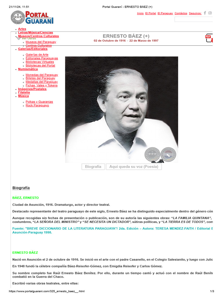 Portal Guaraní - ERNESTO BÁEZ (+) | PDF | Paraguay