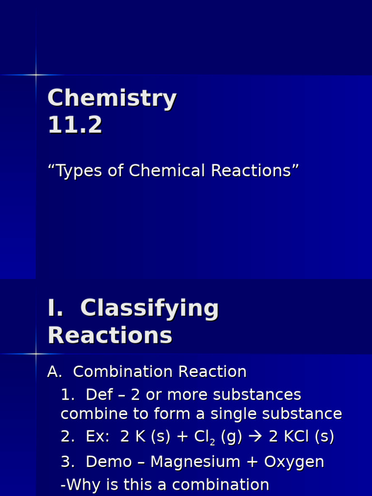 Chemistry 11.2 Notes (Types of Chemical Reactions) | PDF | Chemical ...