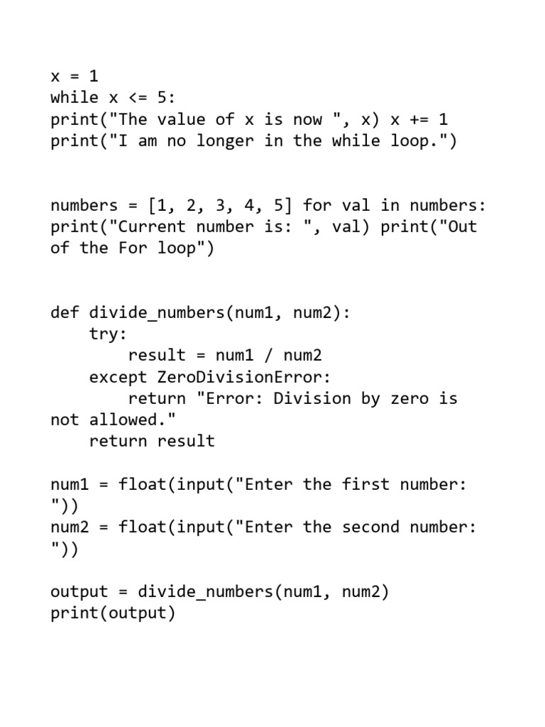 Python Loops and Error Handling | PDF