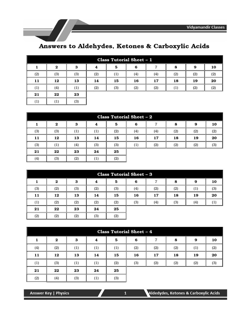 Answer Key: Organic Chemistry Topics | PDF | Aldehyde | Ketone