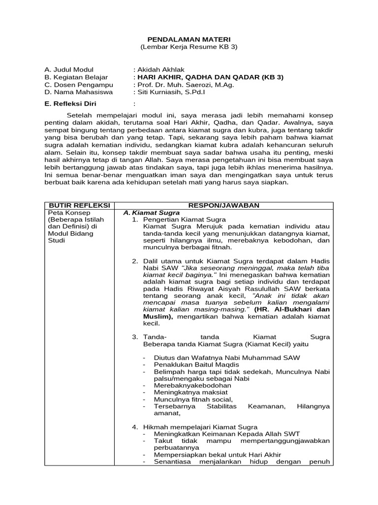 Resume KB 3 Akidah Akhlak | PDF