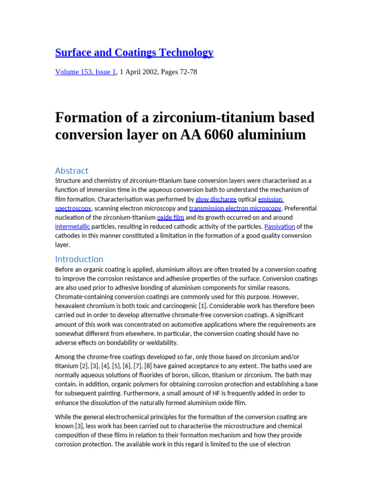 Zirconium-Titanium Coating on AA 6060 | PDF | Corrosion | Aluminium