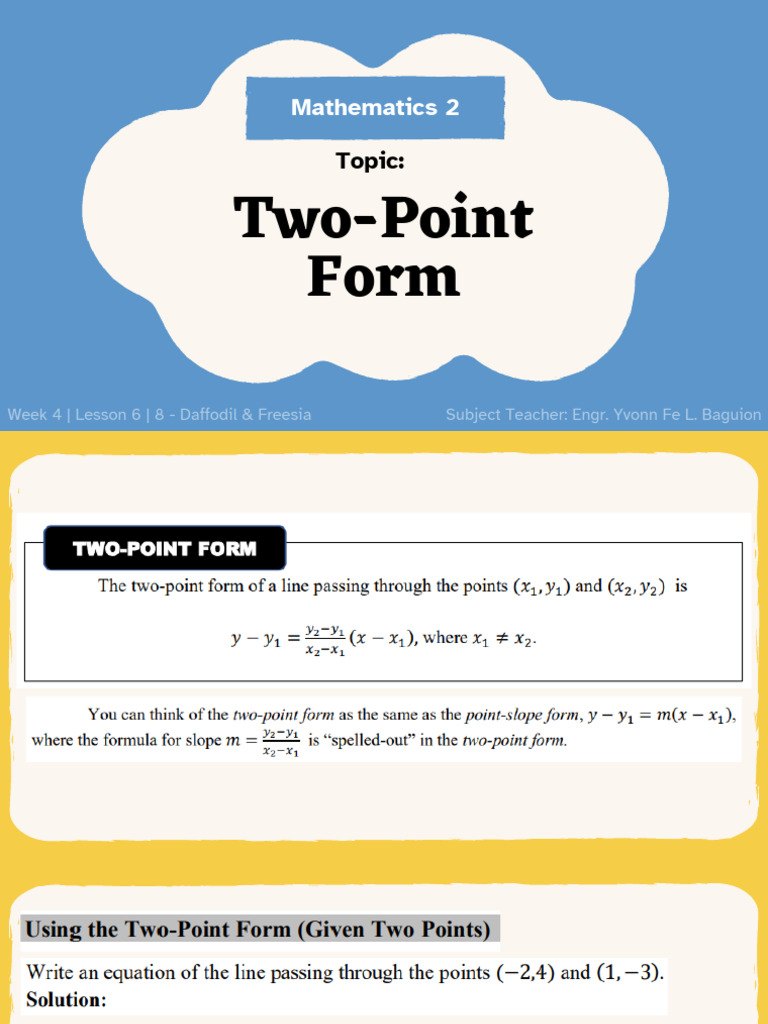 Math 2 - Lesson 6 Two-point Form | PDF
