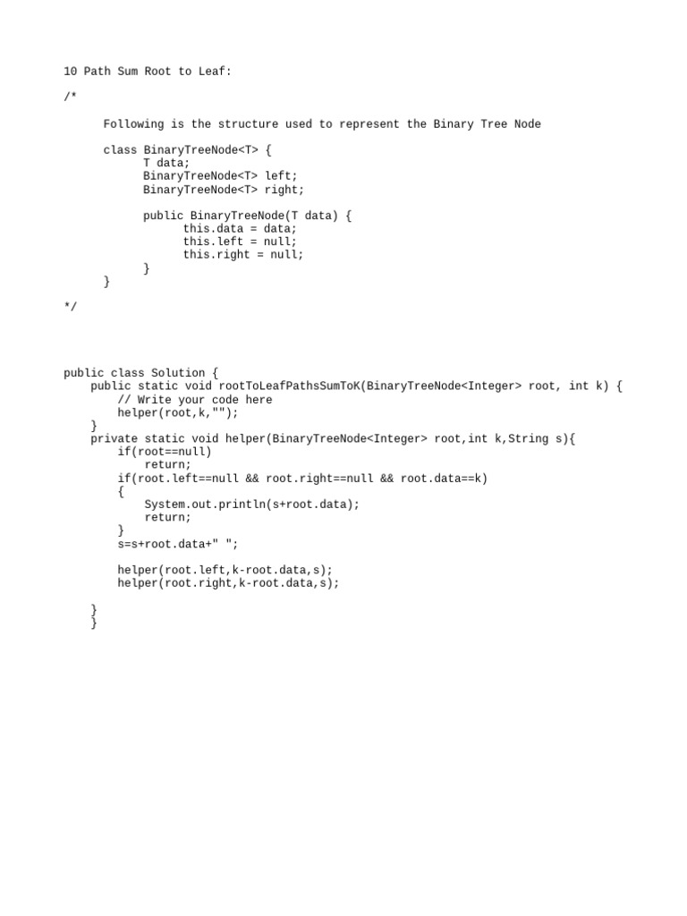 10 Path Sum Root to Leaf | PDF