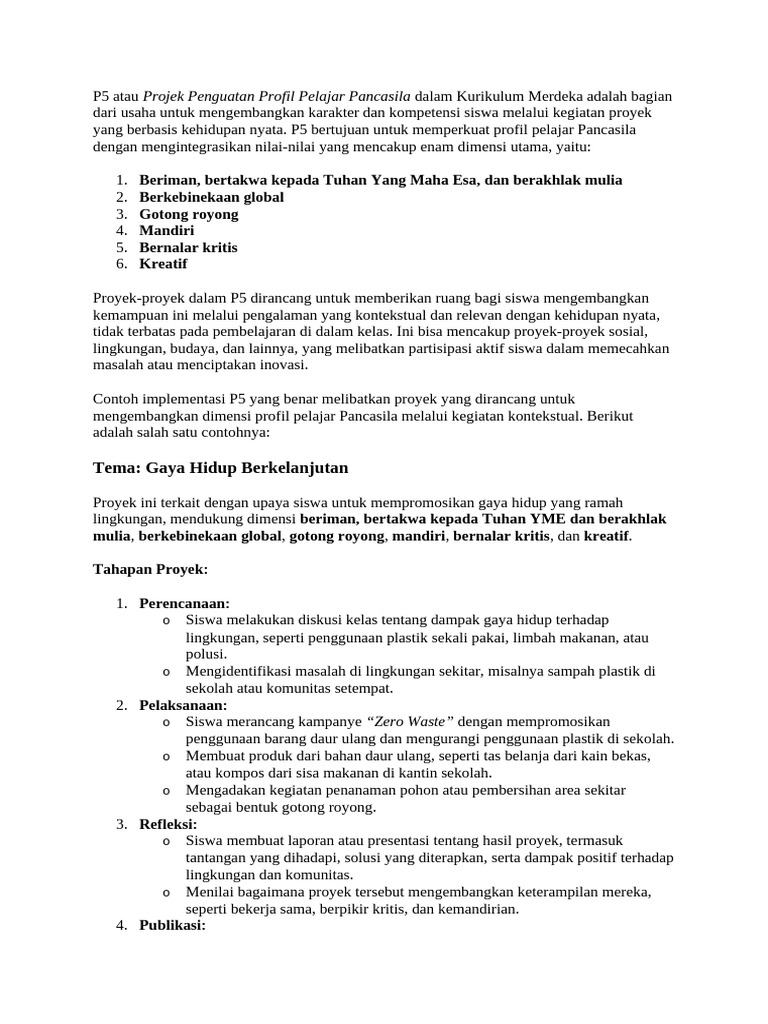 p5 kurikulum merdeka | PDF
