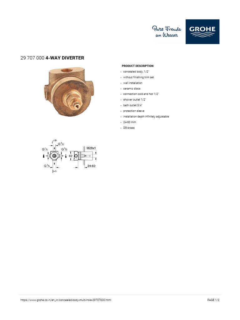GROHE Specification Sheet 29707000 | PDF