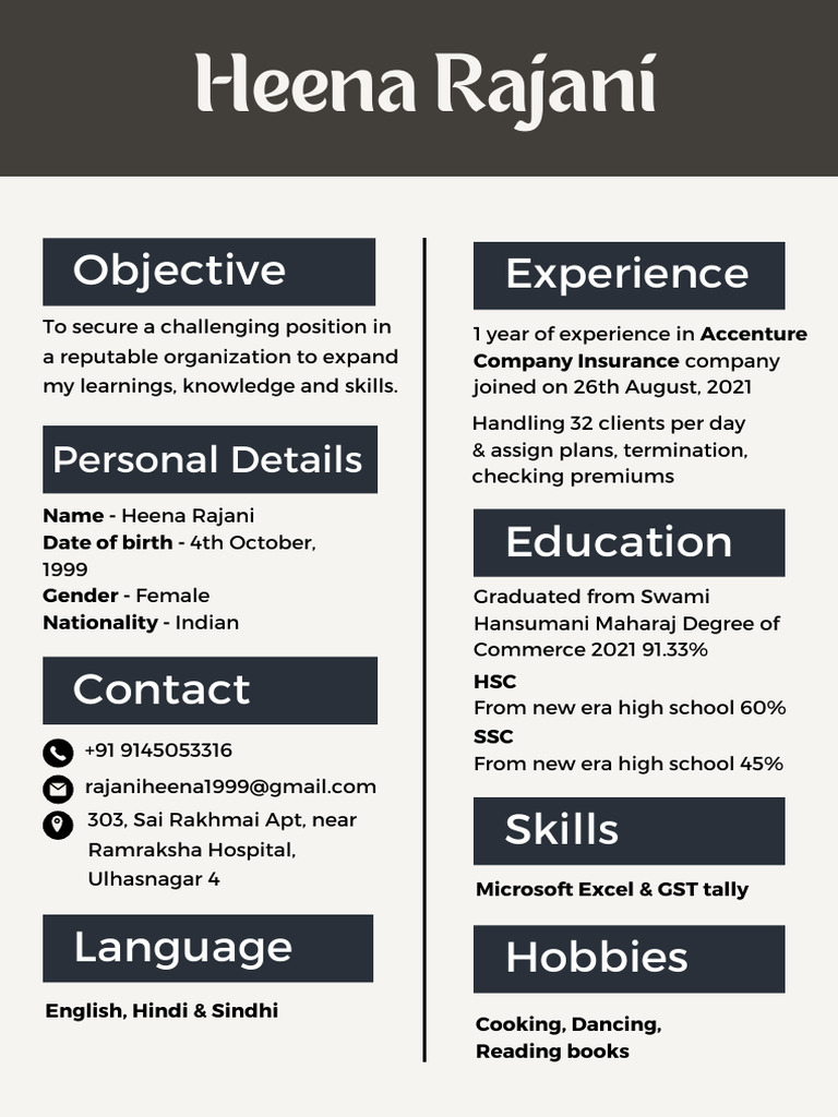 Heena Rajani's Professional Profile | PDF