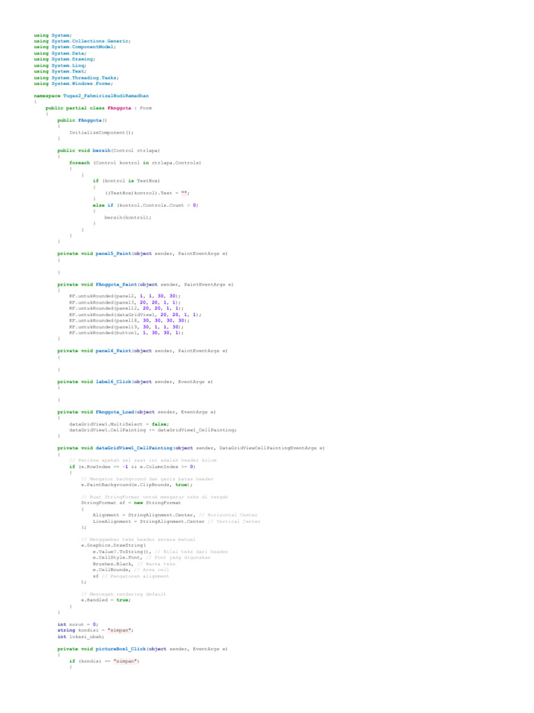 C# Windows Forms Anggota Management | PDF | Software Engineering | Software