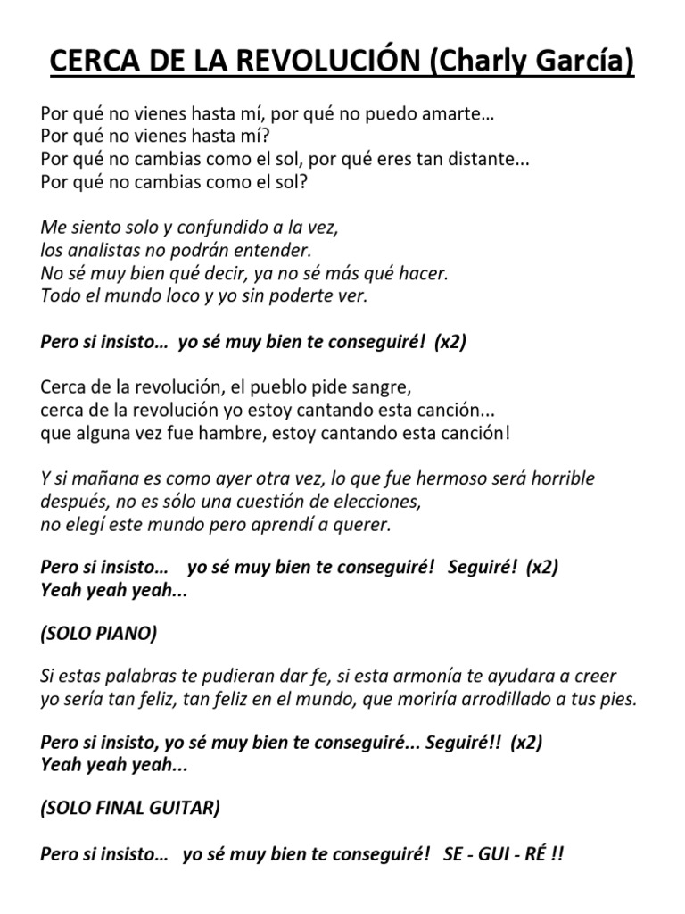 Cerca de La Revolución - Charly (Letra) | PDF