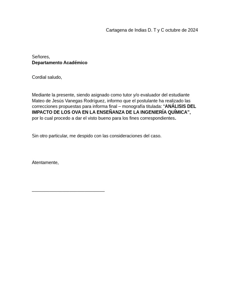 Carta Visto Bueno | PDF Carta Visto Bueno | PDF