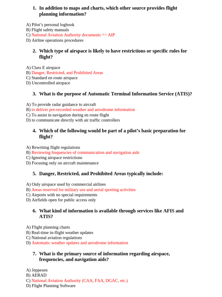 Flight Planning MCQ Chapter 1 | PDF | Airport | Air Traffic Control