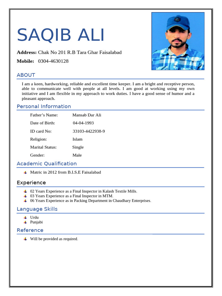 SAQIB ALI cv | PDF