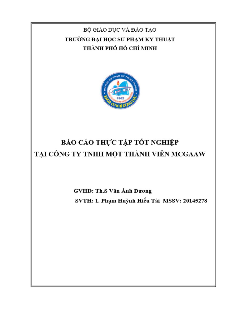 Phạm Huỳnh Hiếu Tài - Báo cáo TTTN - HCMUTE | PDF