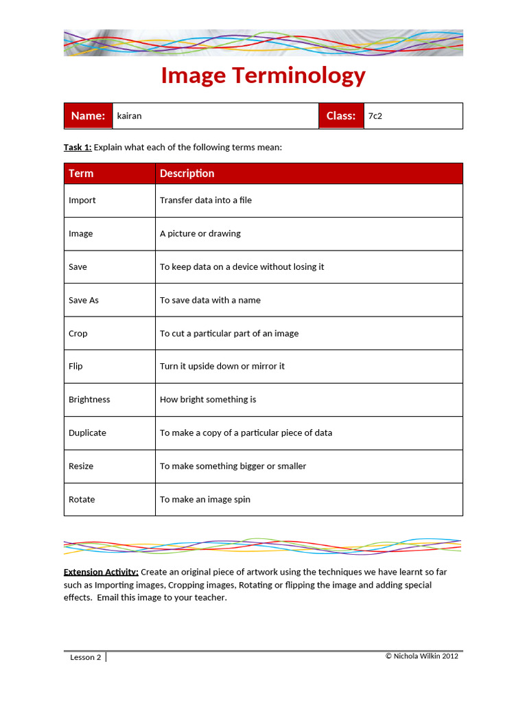 Lesson 2 Homework Complete | PDF