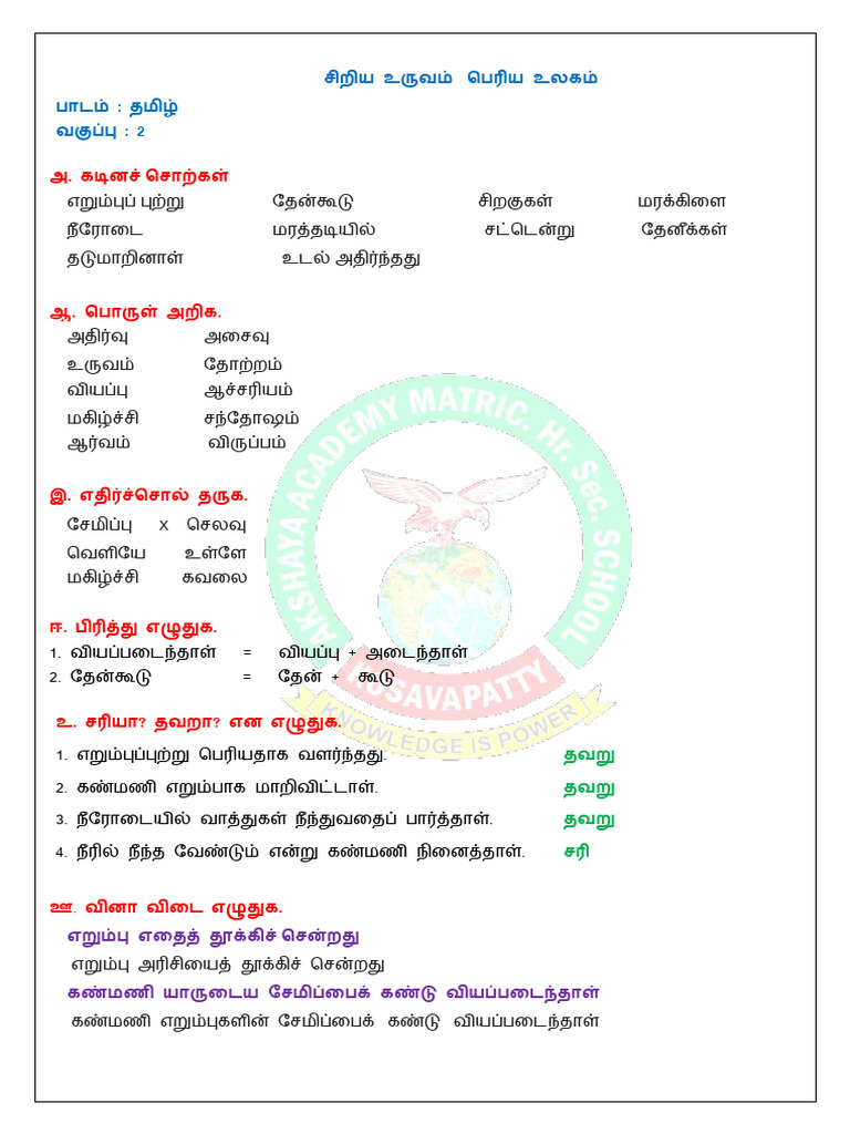 2 Tamil Unit 2 | PDF