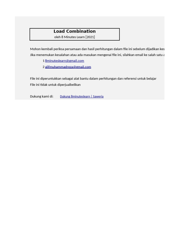 Load Combination (Input ETABS or SAP2000) | PDF | X86 Architecture
