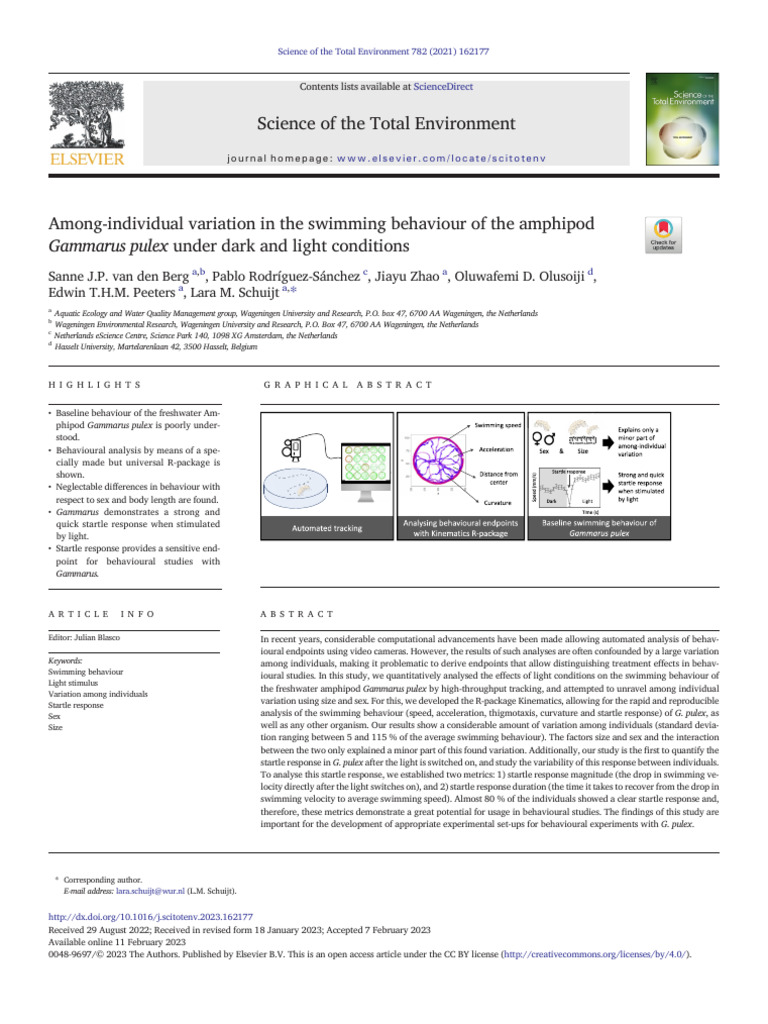 Among-individual variation in the swimming behaviour of the amphipod ... Among-individual variation in the swimming behaviour of the amphipod ...