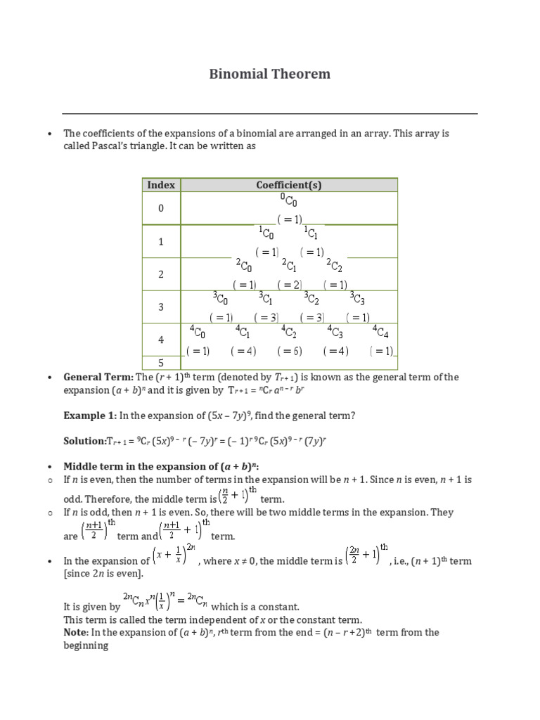 Binomial Theorem | PDF