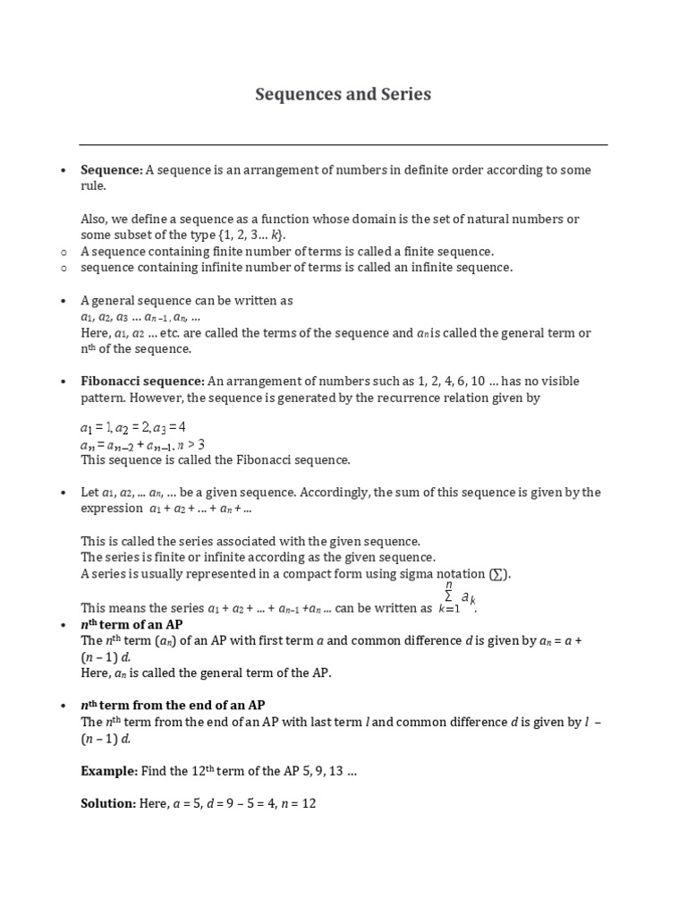 09. Sequences and Series | PDF | Sequence | Summation