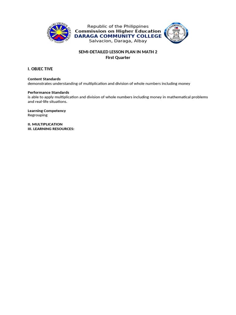 Semi Detailed Lesson Plan | PDF