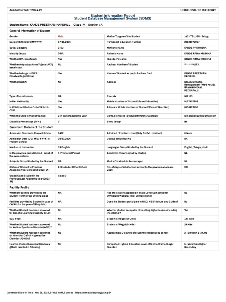 KANDE PREETHAM HARSHILL | PDF | Attention Deficit Hyperactivity Disorder | Disability