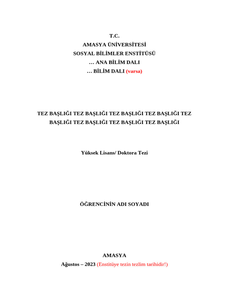 Alan Egitimi Tez Yazim Sablonu | PDF