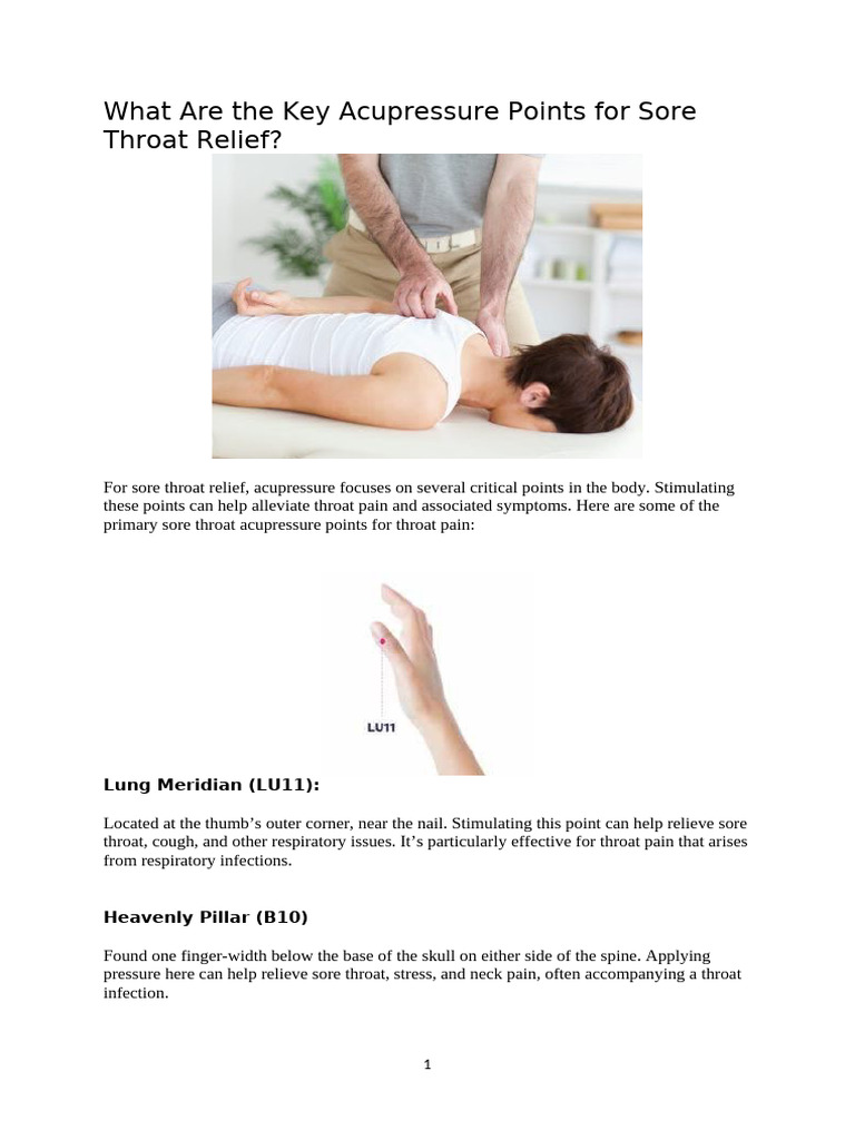 What Are The Key Acupressure Points For Sore Throat Relief | PDF ...