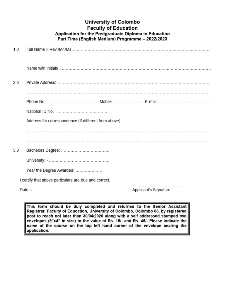 App - PGDE English Medium 2022 - University of Colombo | PDF