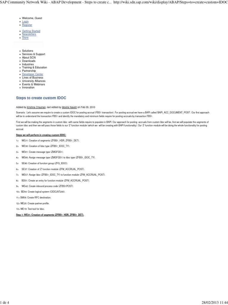 Sap Steps To Create Custom Idoc Pdf Computer Science Software 3062