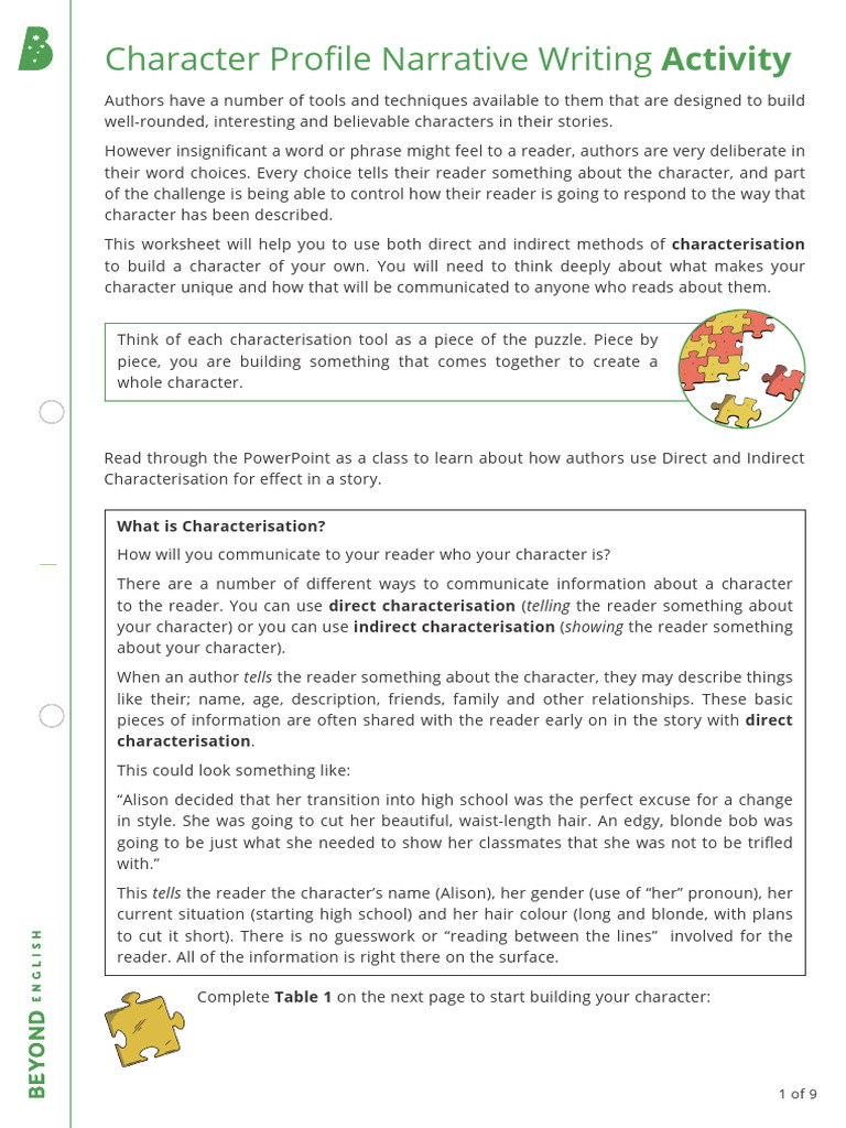 Character Profile Writing Worksheet | PDF | Plot (Narrative) | Narrative