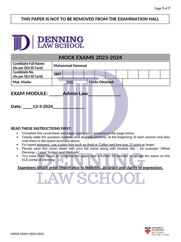 Admin Law - Muhammad Hammad | PDF | Justice | Crime & Violence