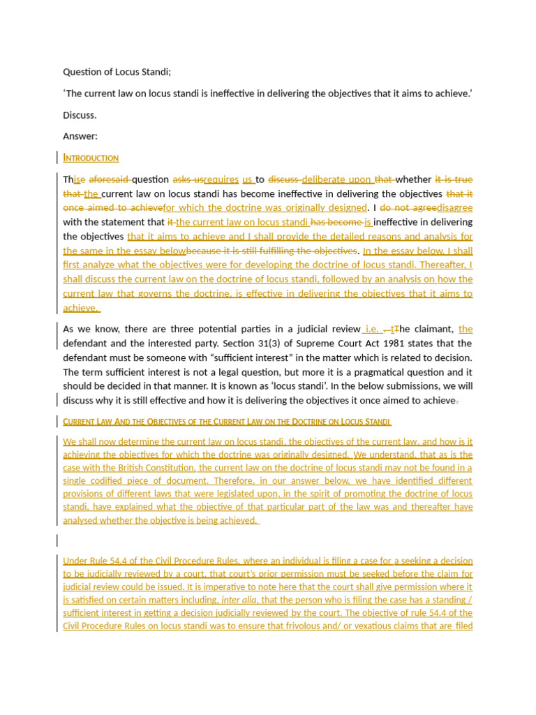 Legal Analysis: Locus Standi Effectiveness | PDF | Standing (Law ...