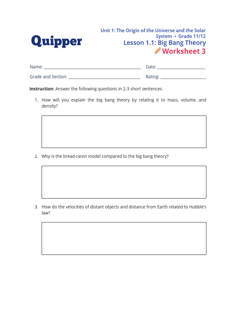 Earth Science SHS 1.1 Worksheet 3 | PDF