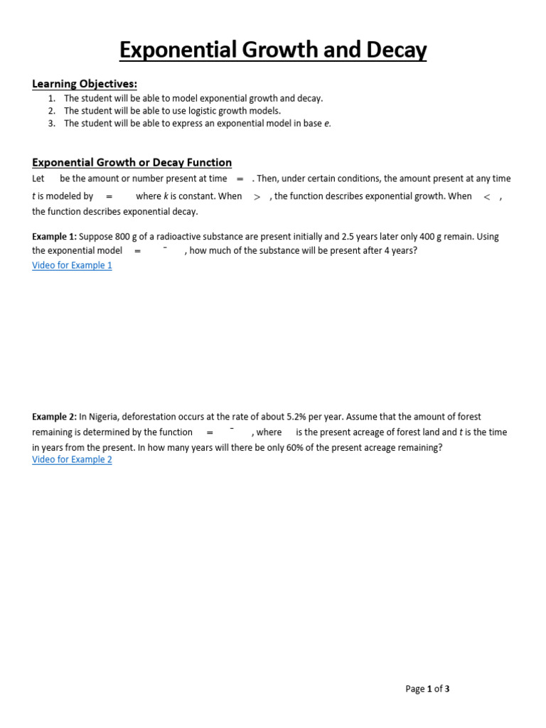 Exponential and Logistic Growth Models | PDF | Radioactive Decay