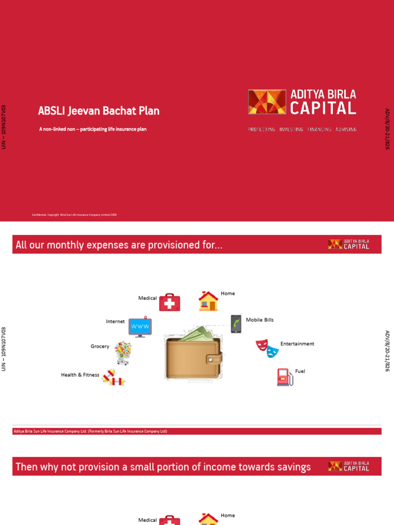 ABSLI Jeevan Bachat Plan Presentation 310dc25ac5 | PDF | Life Insurance | Insurance