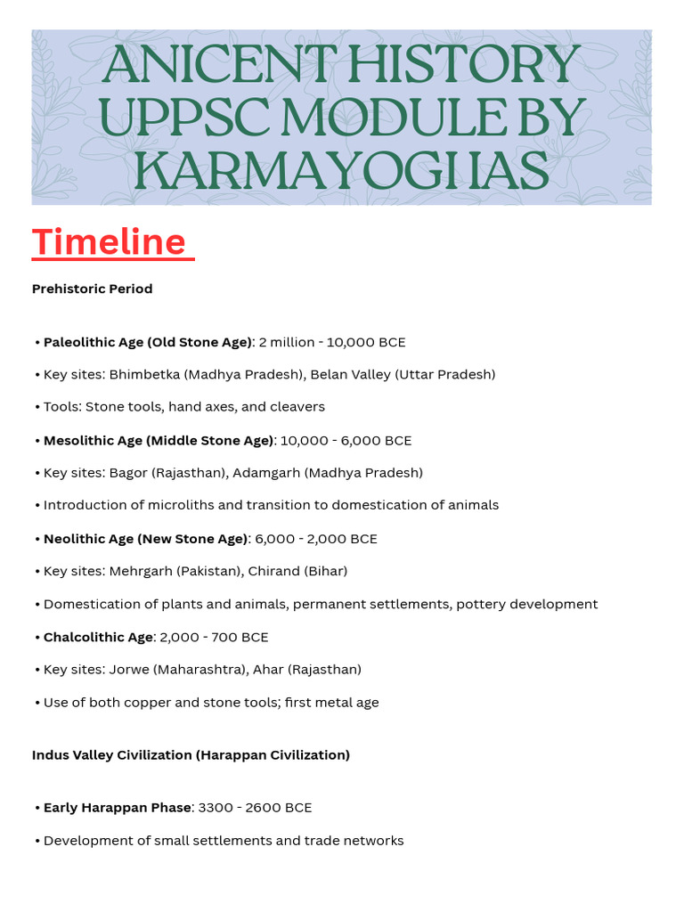 Ancient History Revision Module | PDF | Vedas | Puranas