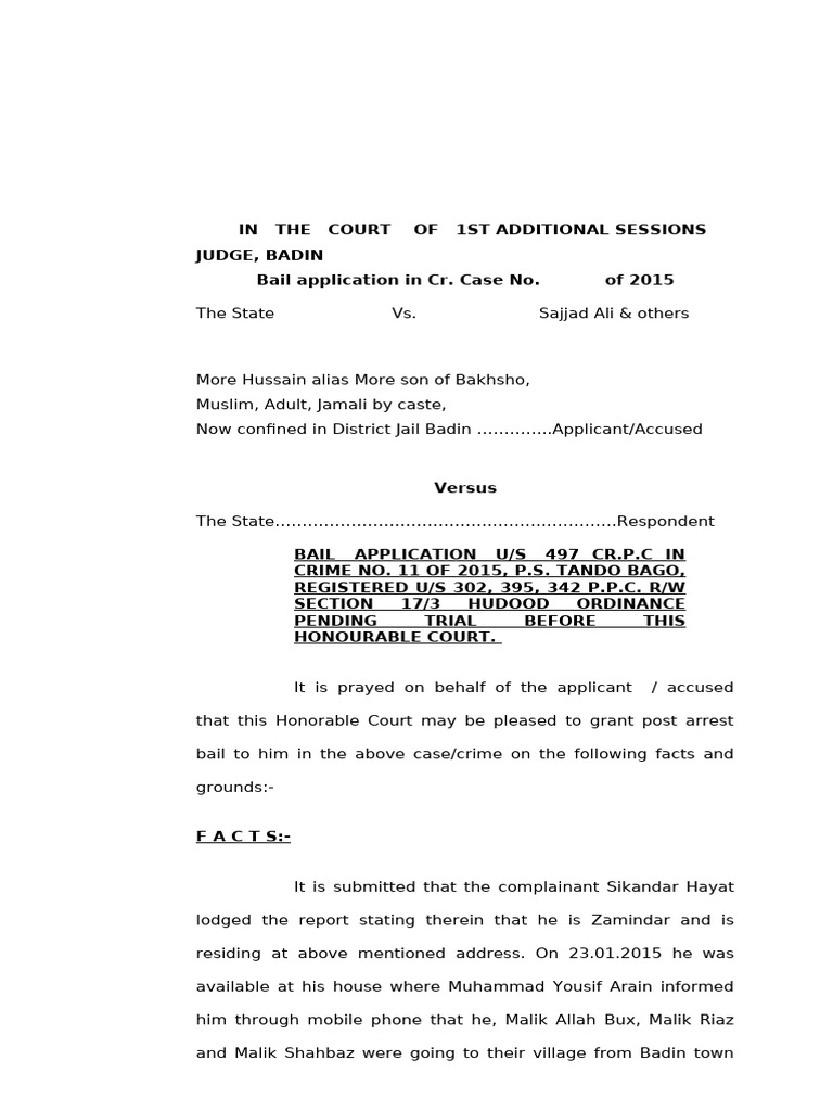 Murder bail application | PDF | Bail | Arrest