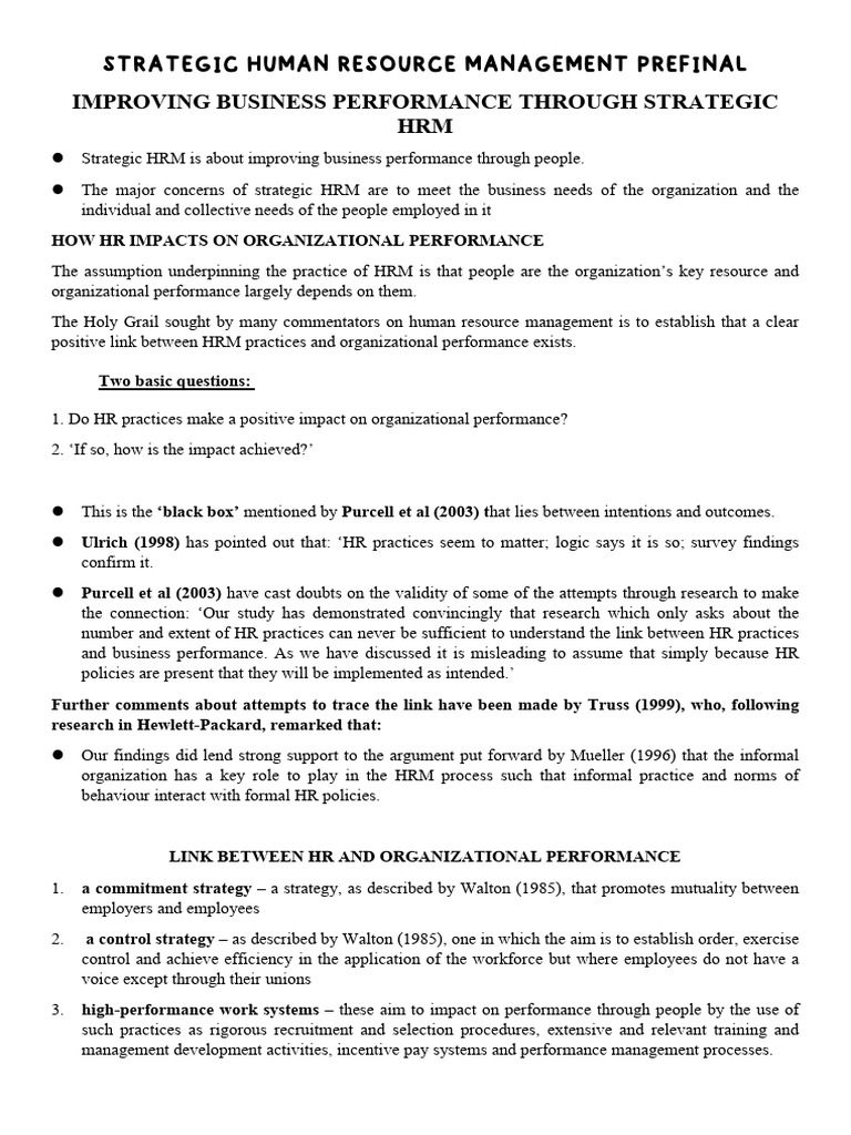 STRATEGIC-HUMAN-RESOURCE-MANAGEMENT-PREFINAL | PDF | Human Resource Management | Employment