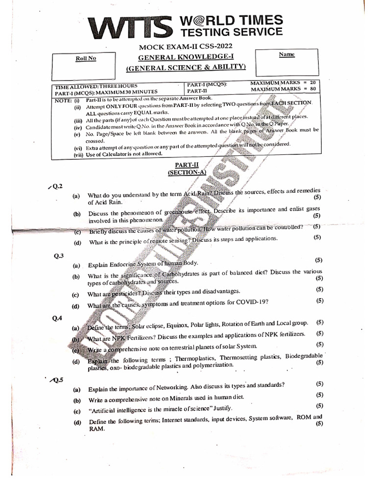 Saqlain - GSA Mock | PDF