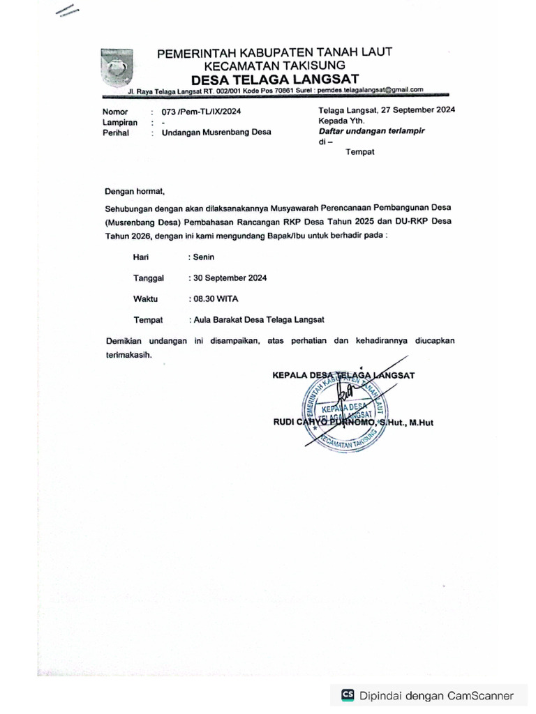 Undangan Musrenbang Desa | PDF