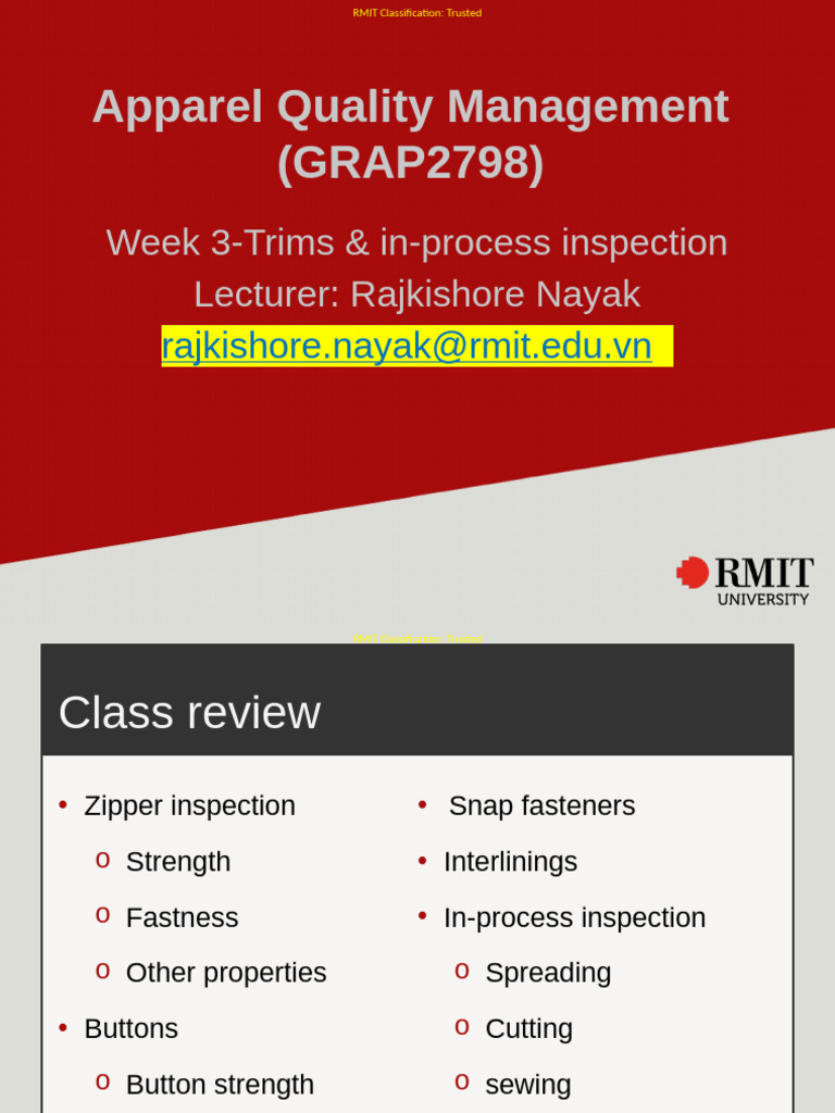 Week 3 - Trims & Inprocess Inspection-1 | PDF | Seam (Sewing)