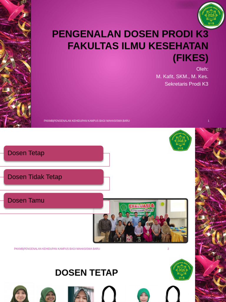 Pengenalan Dosen Prodi k3 PKKMB Uis | PDF