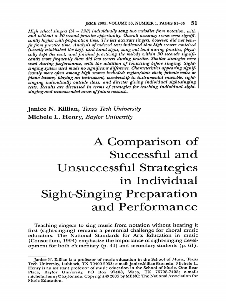 Killian Henry 2005 A Comparison of Successful and Unsuccessful ...