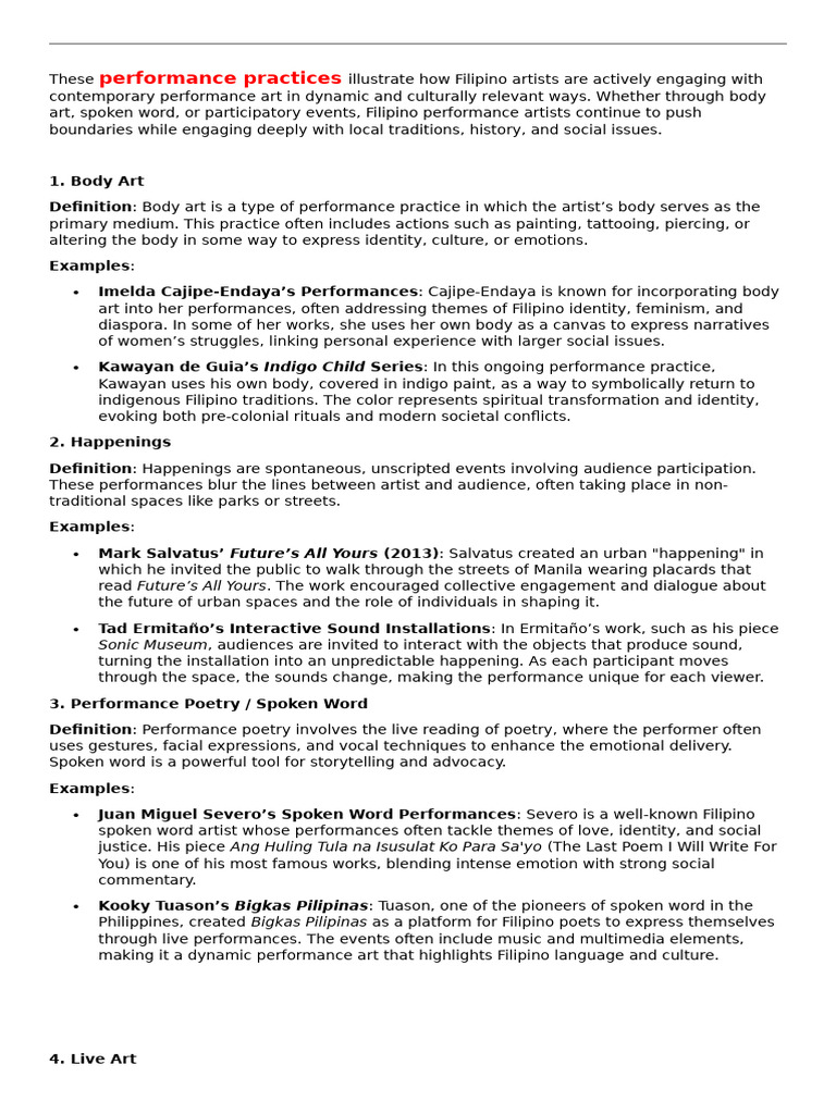 Performance Practices in Contemporary Arts | PDF | Improvisational ...
