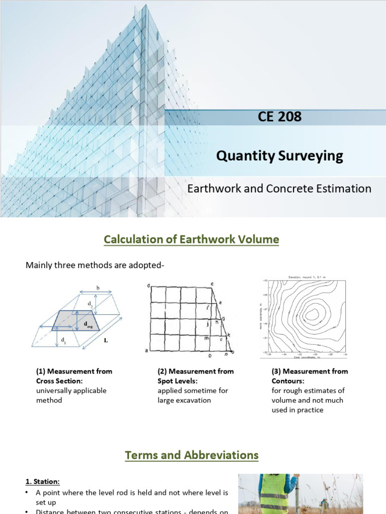 Earthwork Volume Calculation Methods | PDF | Mortar (Masonry) | Concrete
